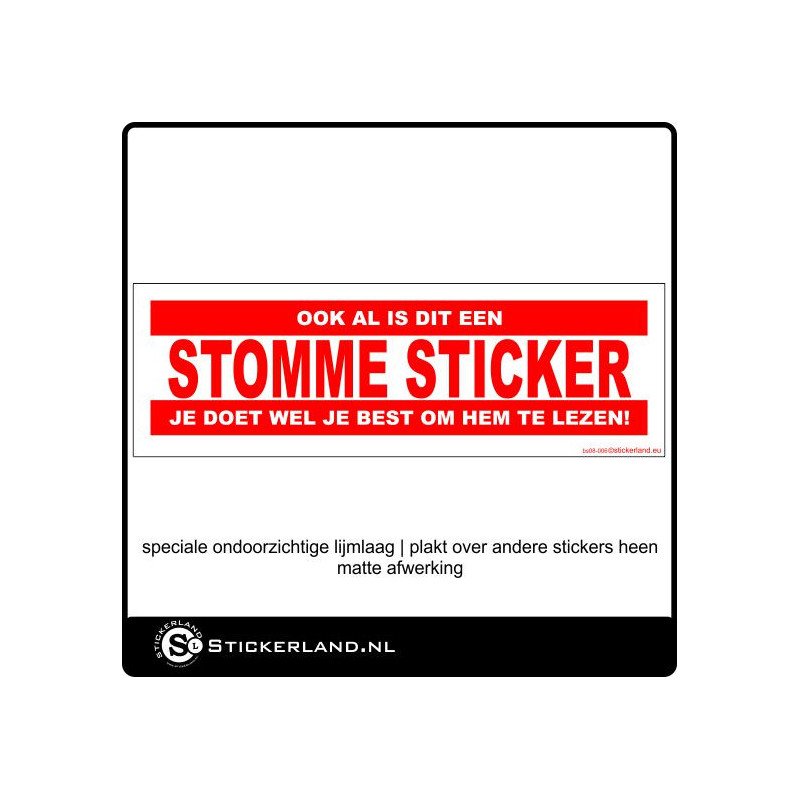 Bumpersticker Stomme sticker