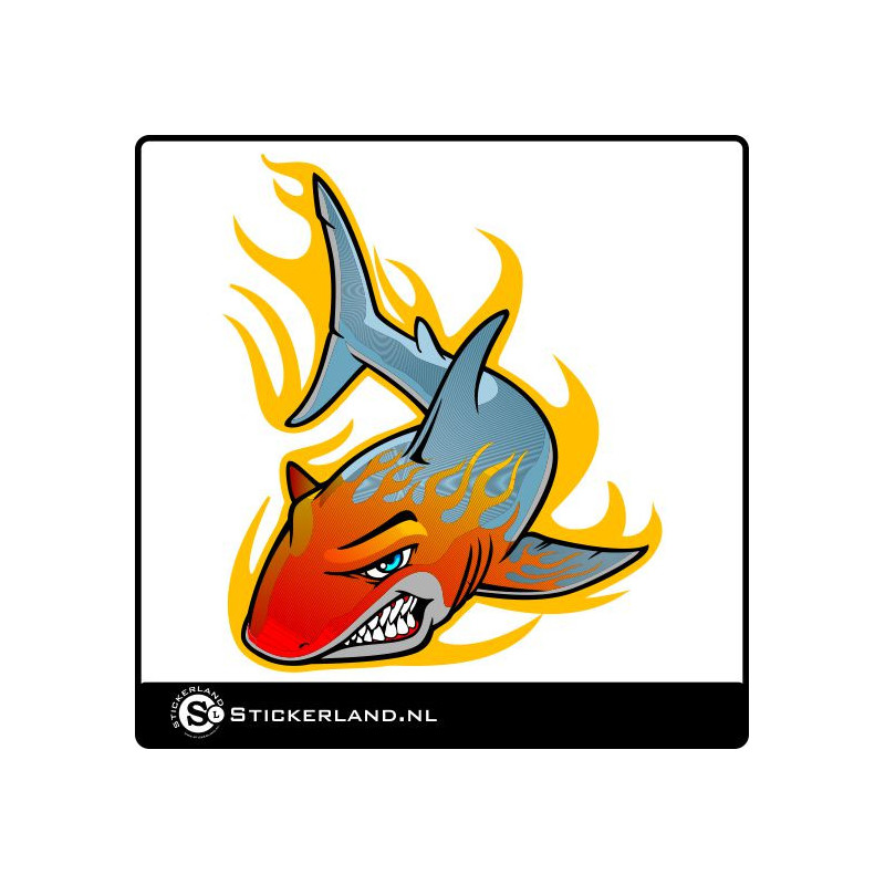 Flaming Shark sticker