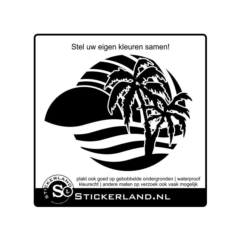 Palmbomen met stijlvolle zon sticker (58x46cm)
