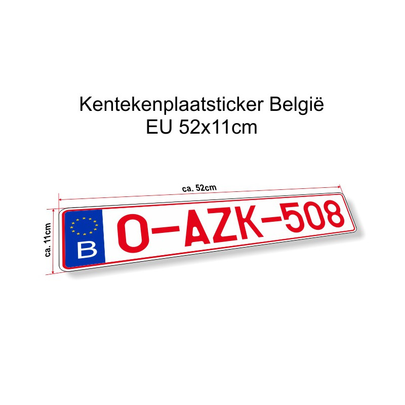 Nummerbord sticker Belgie nieuw (52x11cm)