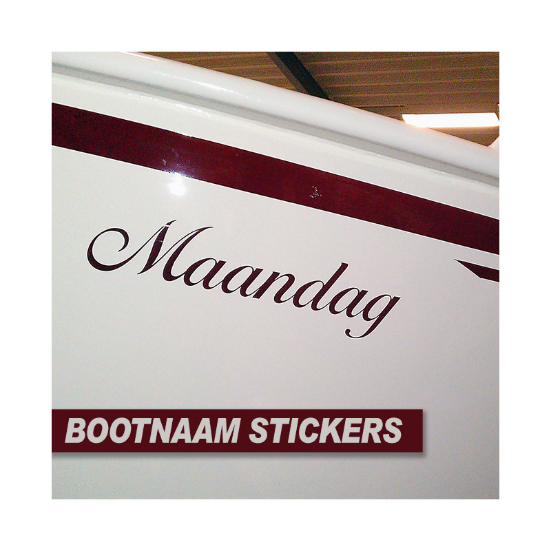 Bootnaam stickers volgens eigen ontwerp? Direct online ontwerpen.