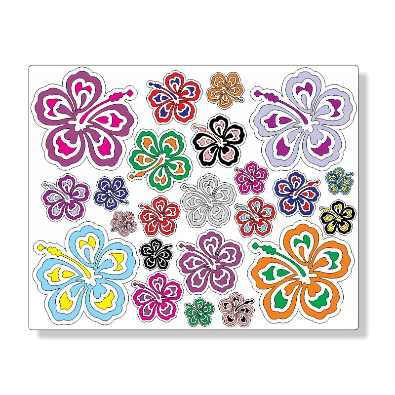 Bloemen stickerset fullcolor Aloha groot 01