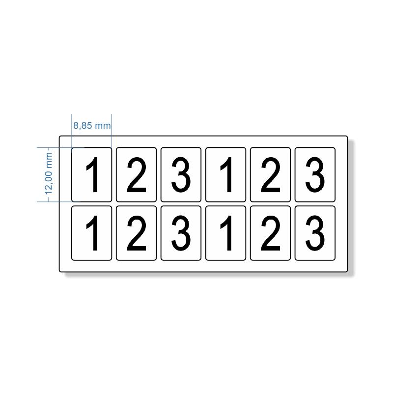Batterij Accu stickerset nummers (12x9mm per stuk)